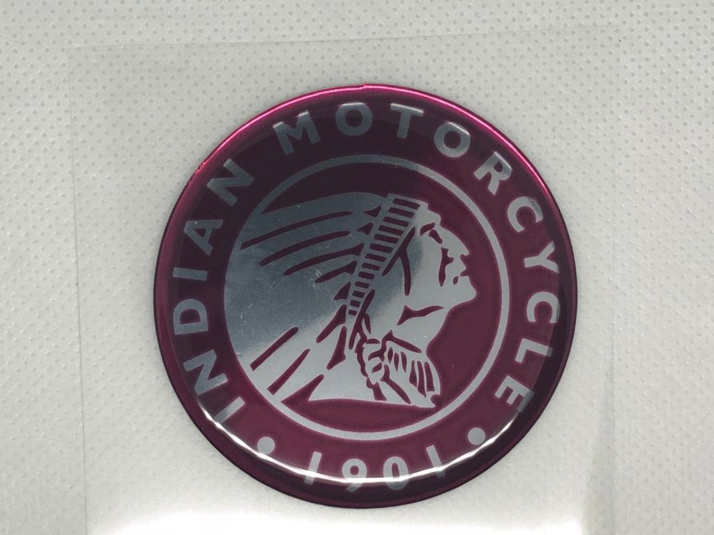 3D Indian Motorcycle logo (Silver red) - 3D Logo Stickers