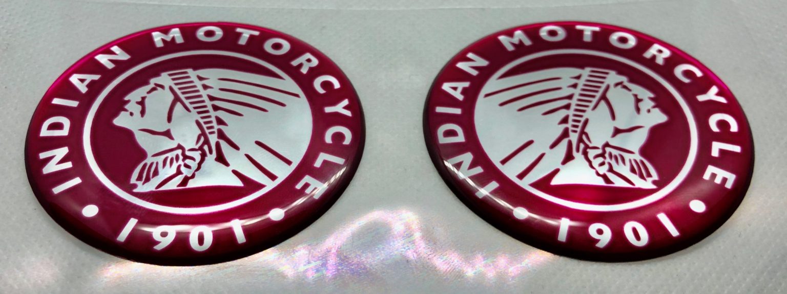 3D Indian Motorcycle logo (Silver red) - 3D Logo Stickers