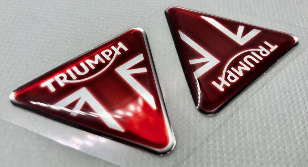 3D Triumph logo (Silver red) - 3D Logo Stickers