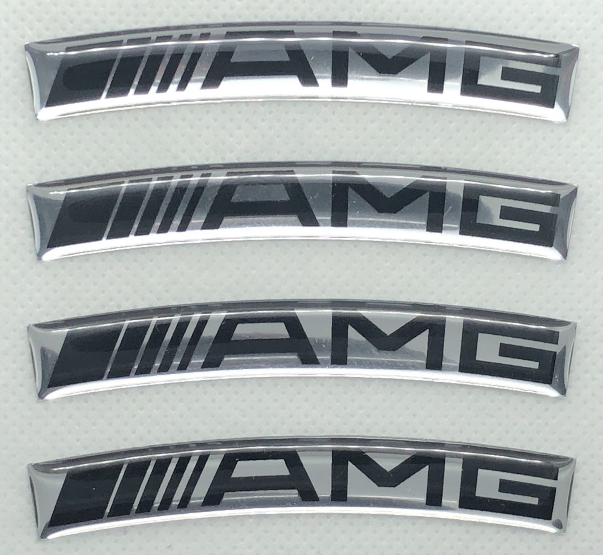 AMG Performance Rims 3D Domed Gel Stickers | 73x10mm Silver & Black ...