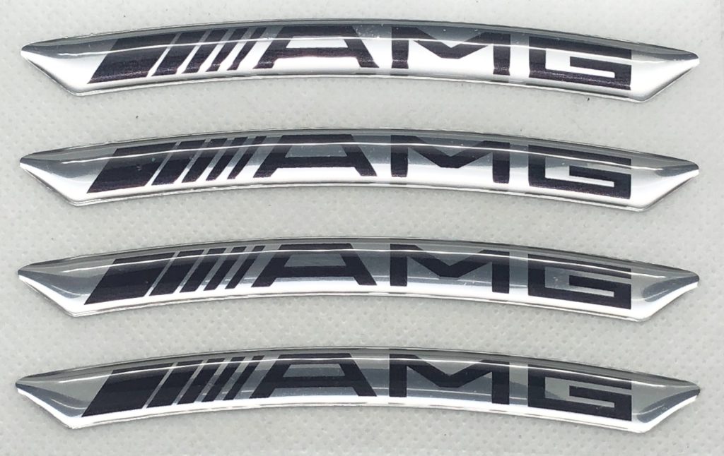 AMG 21" Rims 3D Domed Gel Stickers | Silver & Black Wheel Decals | High ...